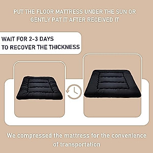 MAXYOYO Japanese Floor Mattress Futon Mattress Full Size, Shikibuton Tatami Mat Floor Bed, Roll Up Foldable Mattress Topper, for Guest Camping RV