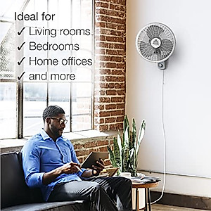 Lasko 16" 3-Speed Oscillating Wall Mount Fan for Indoor Use, M16900, Light Grey