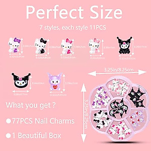 77 PCS Nail Charms, OWCATH Kawaii Nail Charms Slime Charms 3D Nail Art Charms Flatback Resin Charms, for Nail Art Decorations Supplies