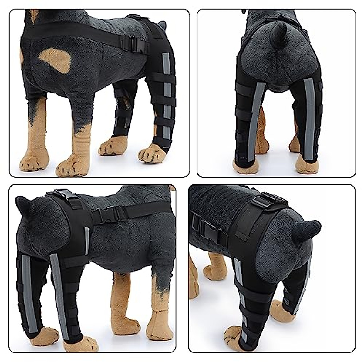 NATUYA Dog Knee Brace for Torn ACL Hind Leg, CCL, Luxating Patella, Dog Leg Braces with Side Stabilizers - Better Recovery and Prevent Licking, Relieves Joint Pain (Black, M)