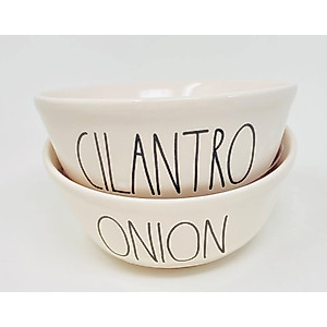 Rae Dunn CILANTRO and ONION Glossy Off White Extra Small Bowls