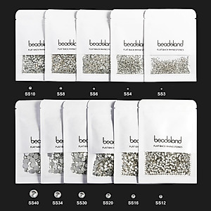 beadsland Flat Back Crystal Rhinestones Round Gems, Black (4.6-4.8mm) SS20/1440pcs