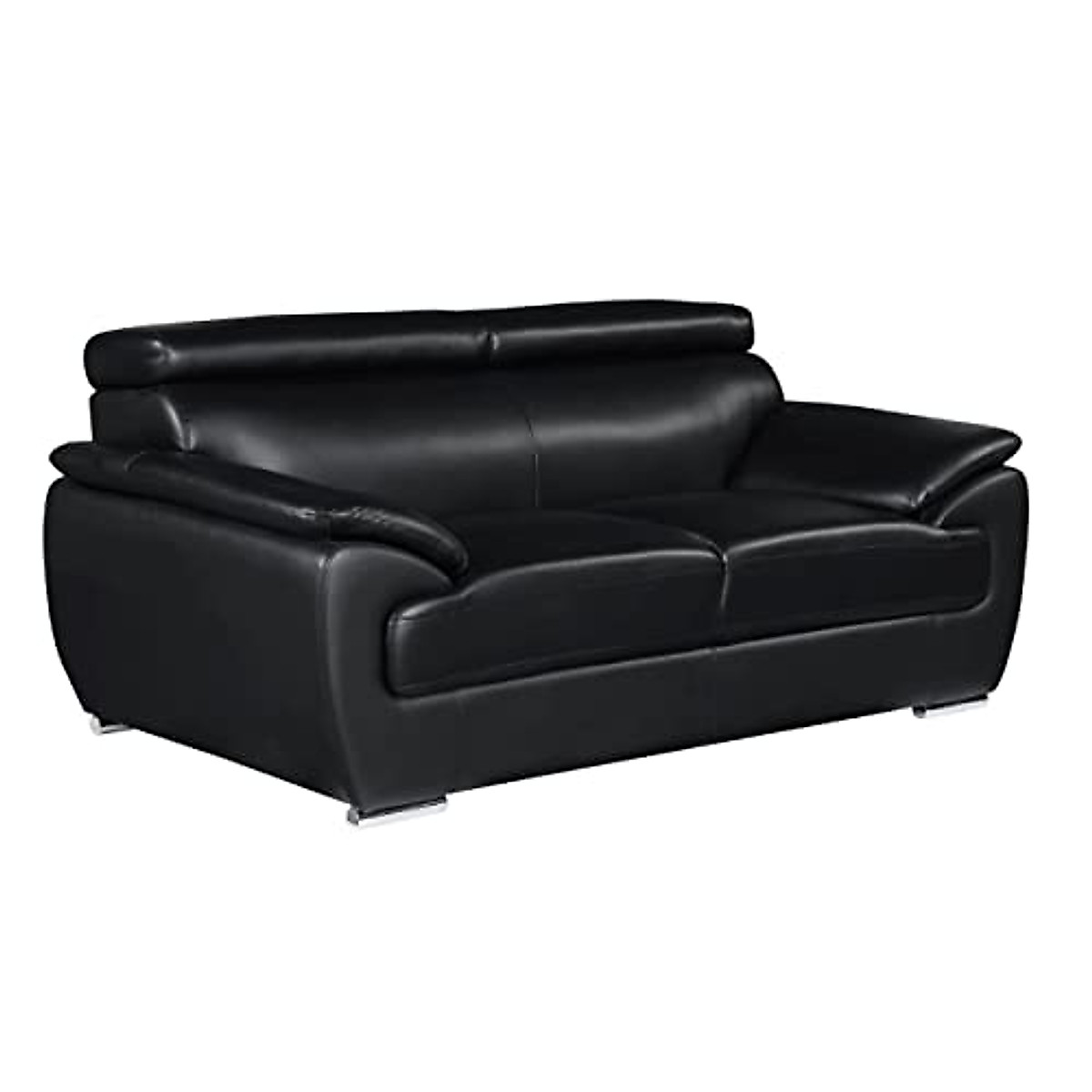 Blackjack Furniture 4571 Veal Collection Leather Upholstered Modern Living Room Chair, Loveseat, Sofa, Black
