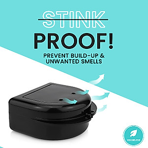 FRESH KNIGHT Retainer Case (2 Pack). Retainer Case with Vent Holes. Perfect for Denture, Mouth Guard, Aligner. (Black)