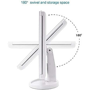 Flymiro Tri-fold Lighted Vanity Makeup Mirror with 3x/2x/1x Magnification, 21Leds Light and Touch Screen,180 Degree Free Rotation Countertop Travel Cosmetic Mirror (White)