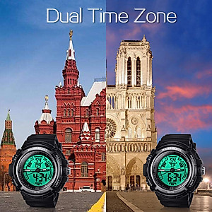 CHISHUNG 10 ATM Waterproof Sports Diving Watch 100m Underwater Men Boys Swimming Watch with Stopwatch, Chronograph, Alarm, Calendar, Timer Countdown and Dual Time Zone Display