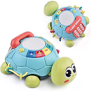 Boxgear Musical Turtle Toy - Baby Crawling Toys for Babies 18+ Months - Learning with Sound, Music, Lights, Phone, Letters, Numbers - for Motor Skills, Cognitive Development, Hand-Eye Coordination