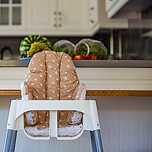 Bebek Ozel High Chair Cushion , One Piece ikea high Chair Accessories, Cotton Antilop High Chair Accessories, Washable Cushion (Brown Rainbow)