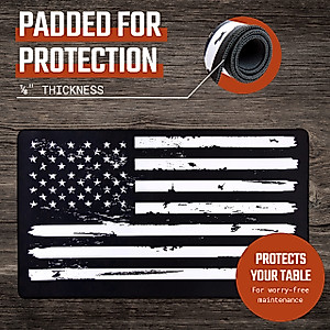 Ultimate Rifle Build Gun Cleaning Mat - Non-Slip Pad with Distressed US Flag Design for Gun Cleaning Supplies- Large (28x16”)