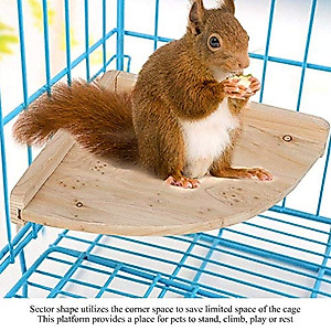 Pet Cage Platform, Eecoo Wooden Corner Platform Shelf Rest Frame Bird Cage Wooden Corner Parrot Hamster My Neighbor Totoro Small Pet Cage Accessories for Parrot Hamster