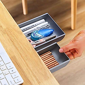 N-A Under Desk Storage Desk Drawers Organizer Large 2Pack Self-Adhesive Pop-Up Hidden Under Desk