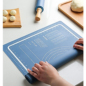 Baking Mats,Silicone Pastry Mat,Silicone Baking Mat for Pastry Rolling Dough with Measurements, BPA Free Non stick and Non Slip Blue Table Sheet Baking Supplies for Bake Pizza Cake