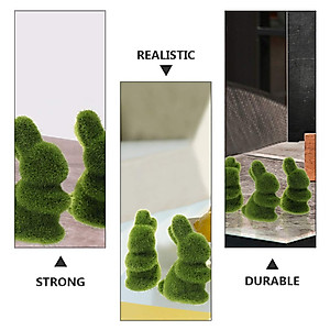 NUOBESTY 6 Pcs Easter Bunny Artificial Grass Turf Bunny Garden Statue Easter Party Ornament Easter Moss Bunny Statue Imitated Desk Decoration Flocking Rabbit Figurines Animal Glass Table