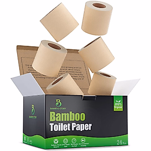 Bamboo Story Premium Bamboo Toilet Paper, PFAS Free, Chemical Free Toilet Paper, Unbleached, (24) 3PLY & 300 Sheets, FSC Certified, Organic Brown, Plant-Based, Tree-Free, Plastic Free, BPA Free (24)