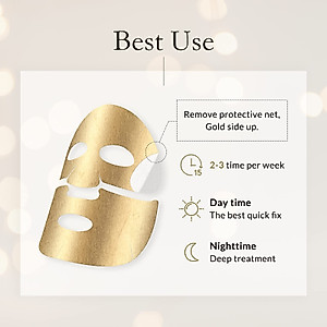 LA DIVA Gold Foil Sheet Face Mask Skin Care - Brightening, Moisturizing, Anti-Aging & Hydrating Facial Treatment Mask for Women and Men - with Collagen & Hyaluronic Acid - 6 pack