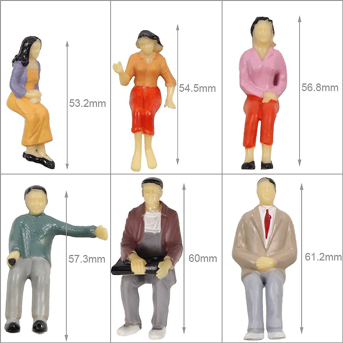 P2525 12pcs Model Trains Architectural 1:25 Scale Painted Figures G Scale Sitting and Standing People Model Railway Layout New