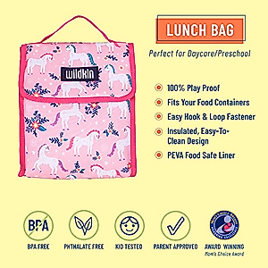 Wildkin 12 Inch Backpack Bundle with Insulated Lunch Bag (Magical Unicorns)