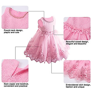LZH Baby Girls Dress Formal Gowns Pageant Birthday Lace Wedding Dress Toddler