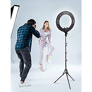 18" LED Ring Light with 72" Adjustable Stand, 4800LM 3000K-6500K 432pcs SMD LED CRI 90+ Dimmable Ring Light Kit for Camera, YouTube, Makeup, Portrait Shooting