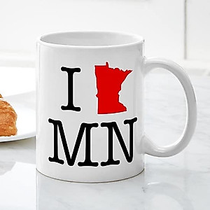 CafePress I Love MN Minnesota Mug Ceramic Coffee Mug, Tea Cup 11 oz