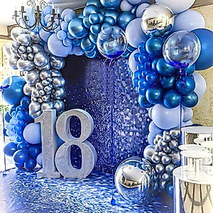 Metallic Blue Balloon Different Sizes 110 Pcs 18 12 10 5 Inch Chrome Balloon Garland Arch Kit Confetti Balloons Blue Latex Party Balloons for Graduation Baby Shower Birthday Wedding Party Decorations