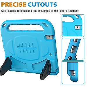 BMOUO Kids Case for iPad 5th/6th Generation, iPad 9.7 2018/2017 Case with Screen Protector, Shockproof iPad Air 2/Pro 9.7 Case with Handle Stand, Blue