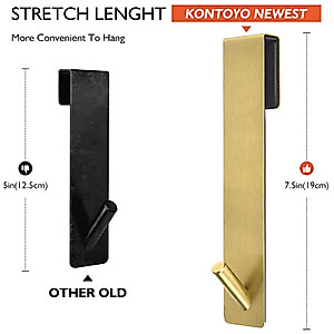 Kontoyo Shower Door Hooks(7.5 Inch),Over Door Hooks for Bathroom Frameless Glass Shower Door,Stainless Steel Towel Hooks,Heavy Duty Rack Hooks for Robe,Towel/2 Pack