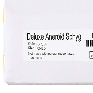 McKesson LUMEON Deluxe Aneroid Sphygmomanometer, Blood Pressure with Cuff, Pocket Size, Green, Child Small, 1 Count