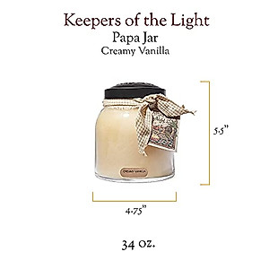 A Cheerful Giver - Creamy Vanilla - 34oz Papa Scented Candle Jar with Lid - Keepers of the Light - 155 Hours of Burn Time, Gift for Women, White