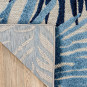 Rugshop Lucca Contemporary Floral Indoor/Outdoor Area Rug 5' x 7' Navy