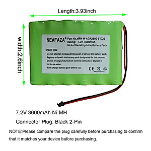 NEAFAZA 6PH-H-4/3A3600-S-D22 7.2V 3600mAh Ni-MH Battery Compatible with DSC IMPASSA SCW9057 SCW9055 ADT SCW9057G-433 Wireless Security System Alarm Panel