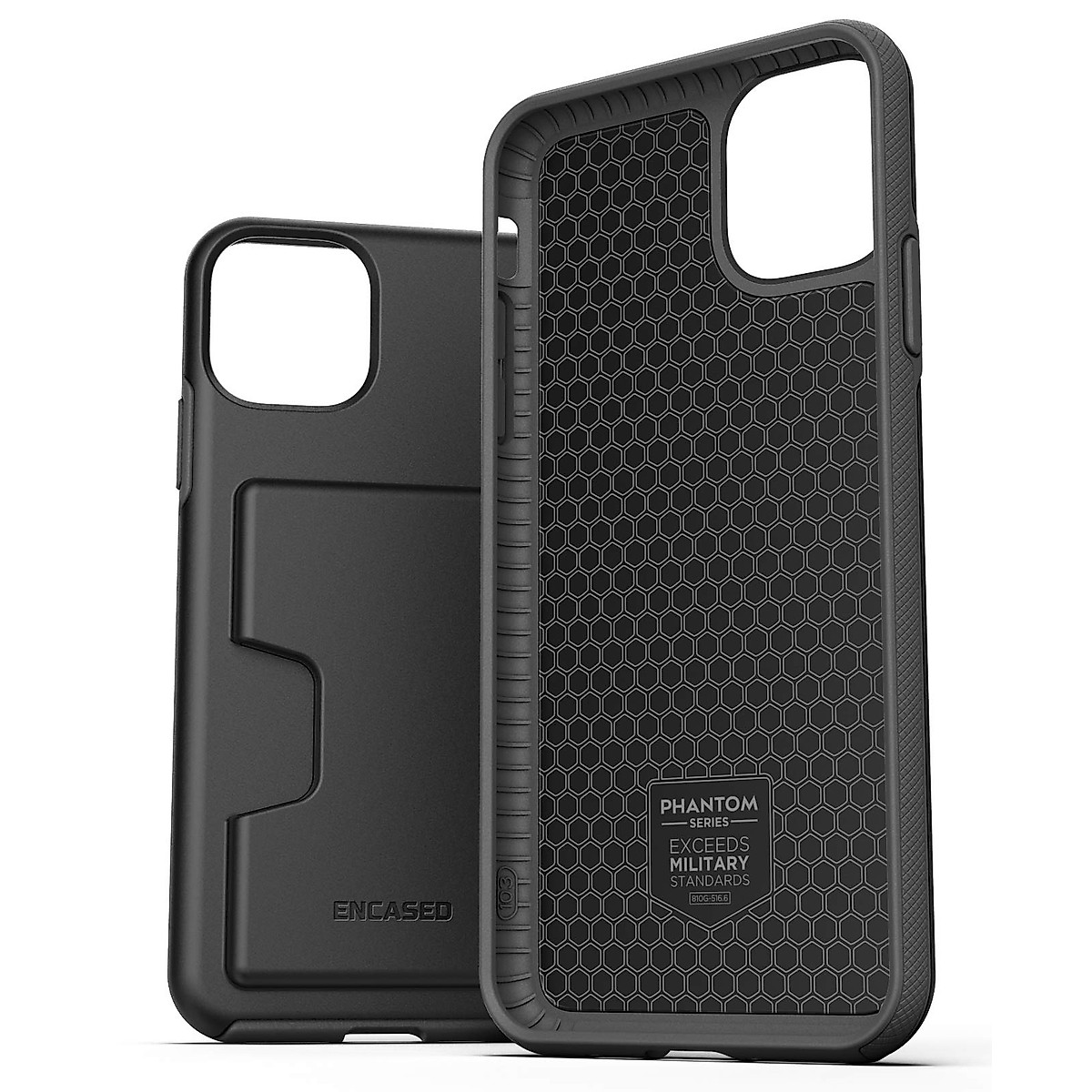 ENCASED iPhone 11 Wallet Case (2019) Ultra Durable Cover with Card Holder Slot (4 Credit Cards Capacity) Black