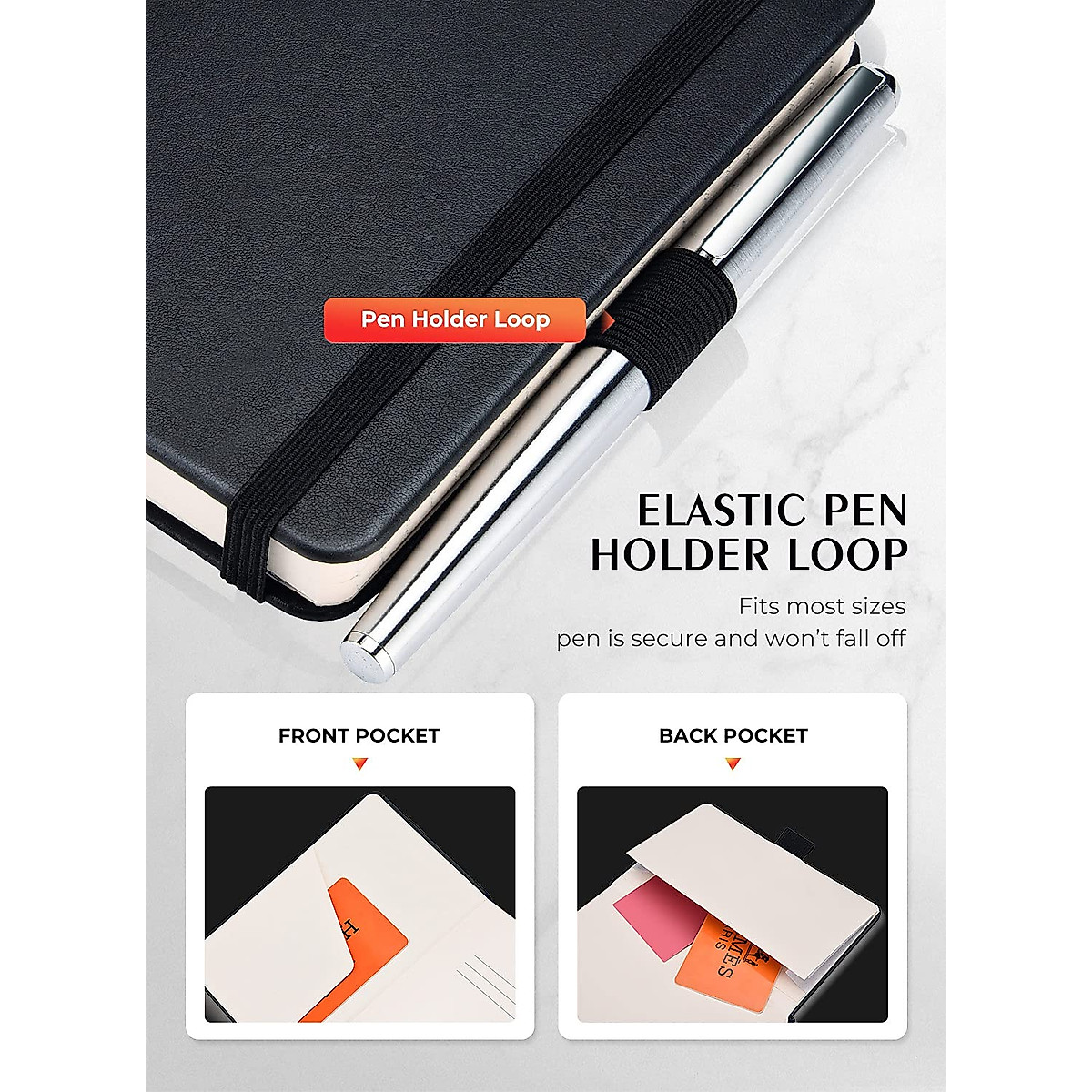 AISBUGUR Pocket Notebook Small Notebook 2-Pack, 3.7" x 5.7" pocket notebook hardcover Total 320 Pages Thick Lined Paper with Inner Pockets Leather Mini Journal Notepad