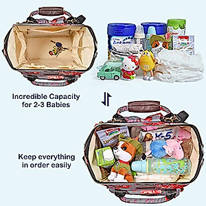 Kaome Diaper Bag Backpack, Upgraded Large Capacity Multifunction Nappy Bags, Waterproof Baby Bag Floral Insulated Durable Travel Maternity Back Pack for Baby Girls with Diaper Pad Bottle Bag (Floral)