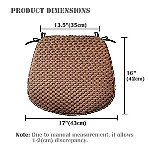 Big Hippo Kitchen Chair Pads Chair Cushion for Dining Chairs,Memory Foam Indoor Seat Cushion Wooden Metal Chair Cushions with Ties,Dining Seat Cushion with Machine Washable Cover,16" x 17", Brown