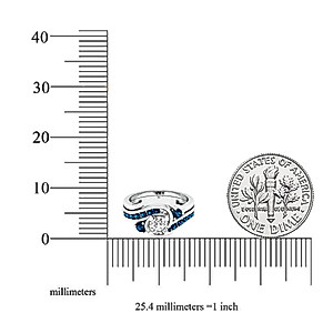 Dazzlingrock Collection 0.95 Carat (ctw) 14K Round Blue And White Diamond Engagement Ring Set 1 CT, White Gold, Size 7.5