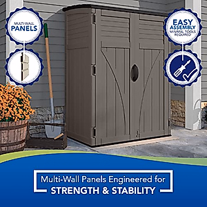 Suncast 54 cu. ft Resin Vertical Lockable Storage Shed, Stoney, BMS5700SB