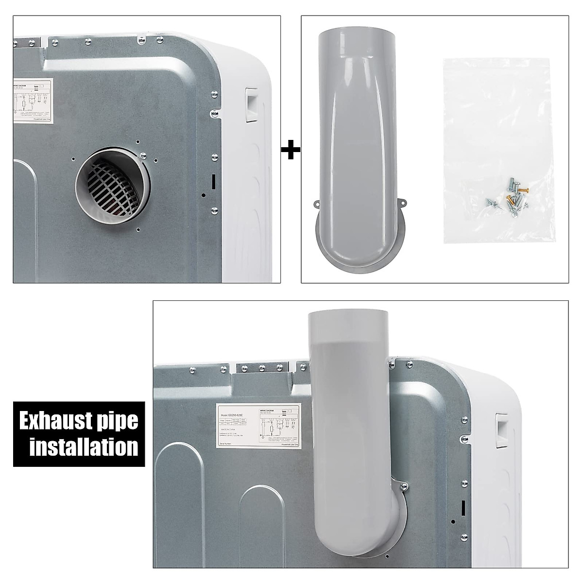 Winado Portable Laundry Dryer, 3.22 cu ft Compact Laundry Dryer, 13.2LB Front Load Stainless Steel Clothes Dryers W/Exhaust Pipe, LCD Control Panel & Cycle Status Light, for Apartment, RV, Home, Dorm