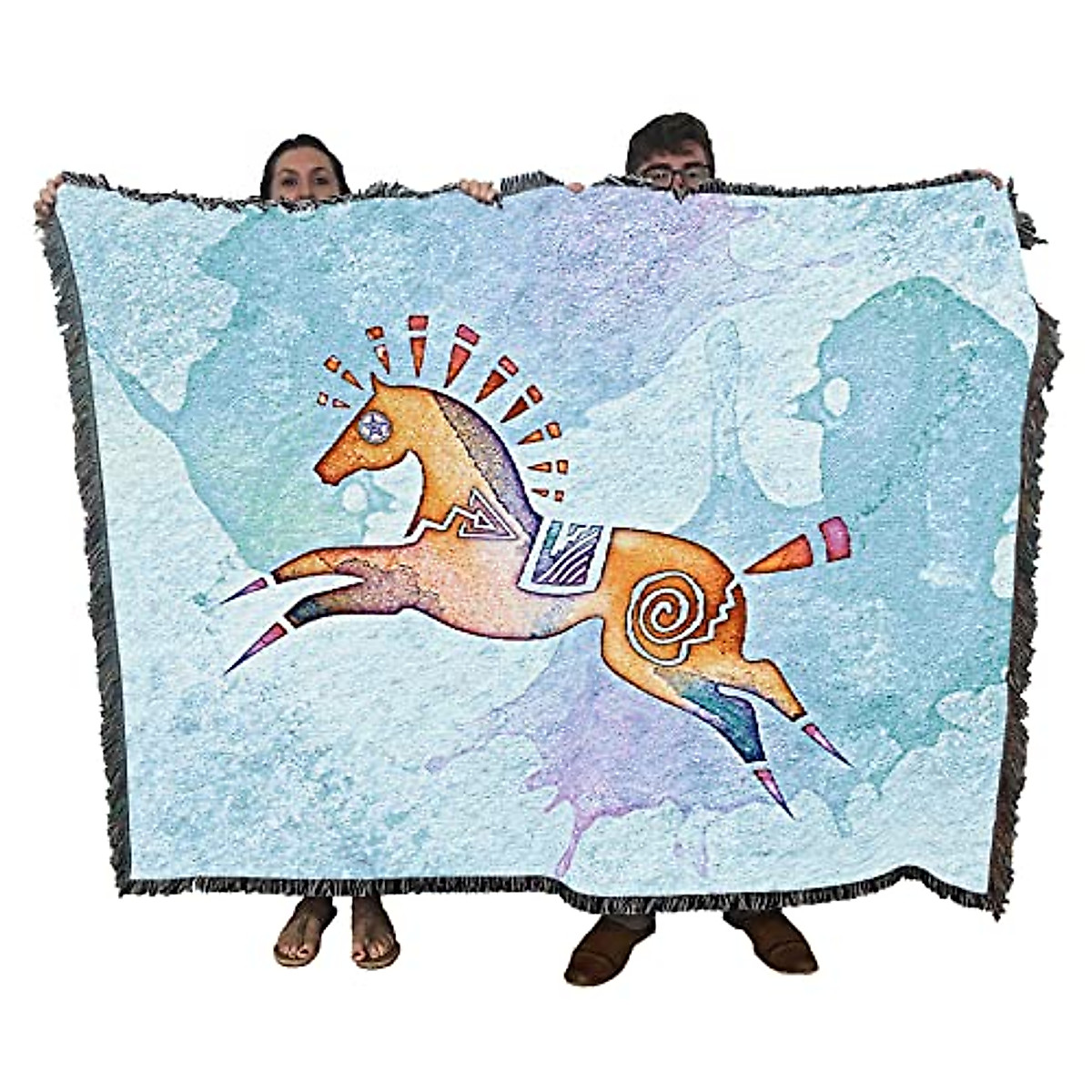 Pure Country Weavers Painted Pony Blanket by Laurie Prindle - Animal Spirit Totems Gift Tapestry Throw Woven from Cotton - Made in The USA (72x54)