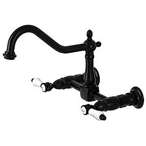 Kingston Brass KS1240BPL Bel-Air Bridge Kitchen Faucet, Matte Black