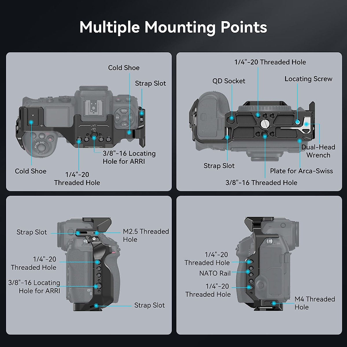 SmallRig Z 8 Camera Cage for Nikon Z 8, Anti-Twist Design and Aluminum Alloy Full Camera Cage, with Quick Release Plate for Arca-Swiss for Bird Shooting, Sports Shooting, Commercial Filming 3940
