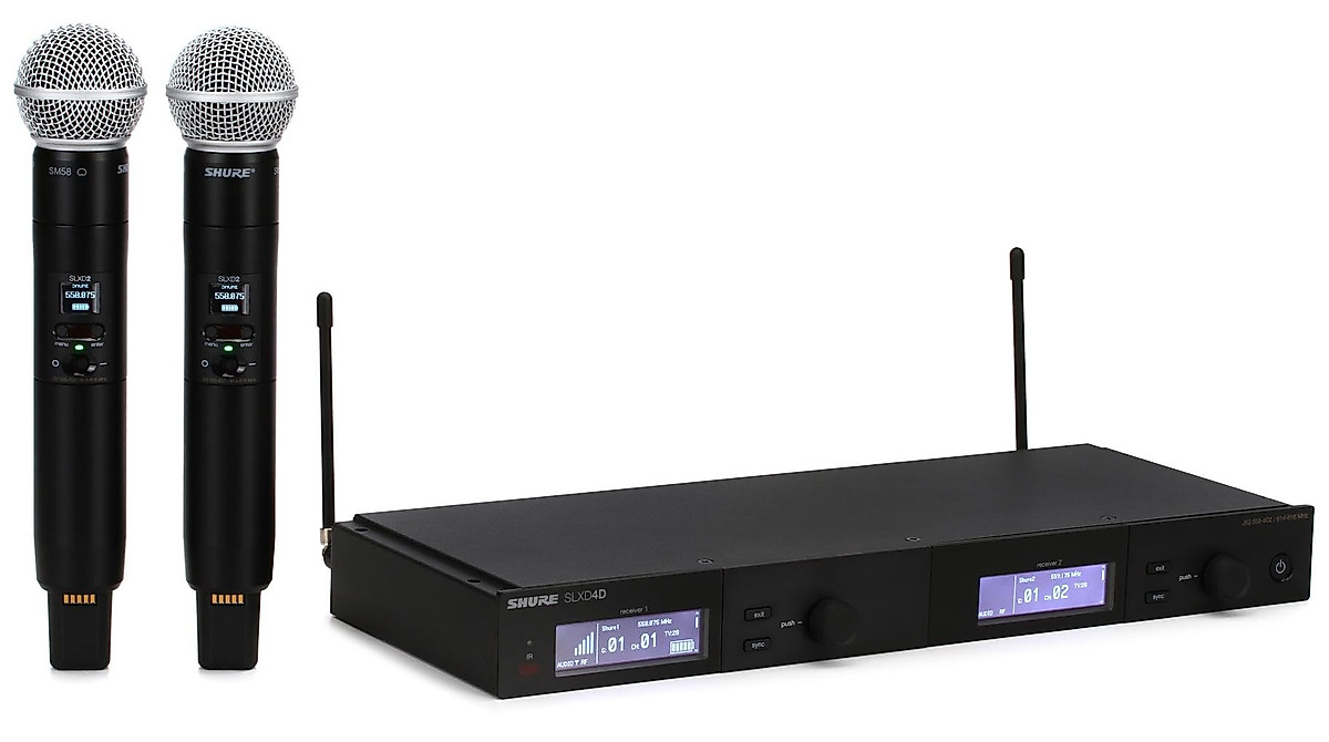 Shure Dual Channel Wireless Microphone System with 2 Mics