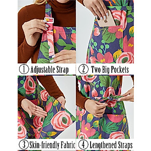 2 Pack Bib Aprons for Women Soft Cotton Linen Kitchen Cooking Chef Apron with Pockets Adjustable Machine Washable Neiicty 03
