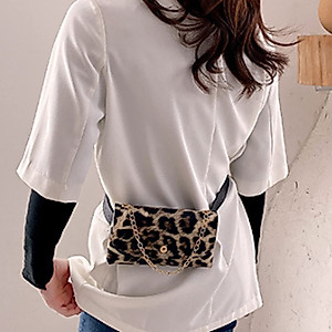 AOXIANG Small Leopard Print PU Leather Crossbody Bag Shoulder Purse Cell Phone Pouch Handbag Waist Bag, Brown, One Size