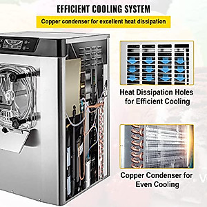 VEVOR Commercial Ice Cream Machine 1400W 20/5.3 Gph Hard Serve Ice Cream Maker with LED Display Screen Auto Shut-Off Timer One Flavors Perfect for Restaurants Snack bar Supermarkets