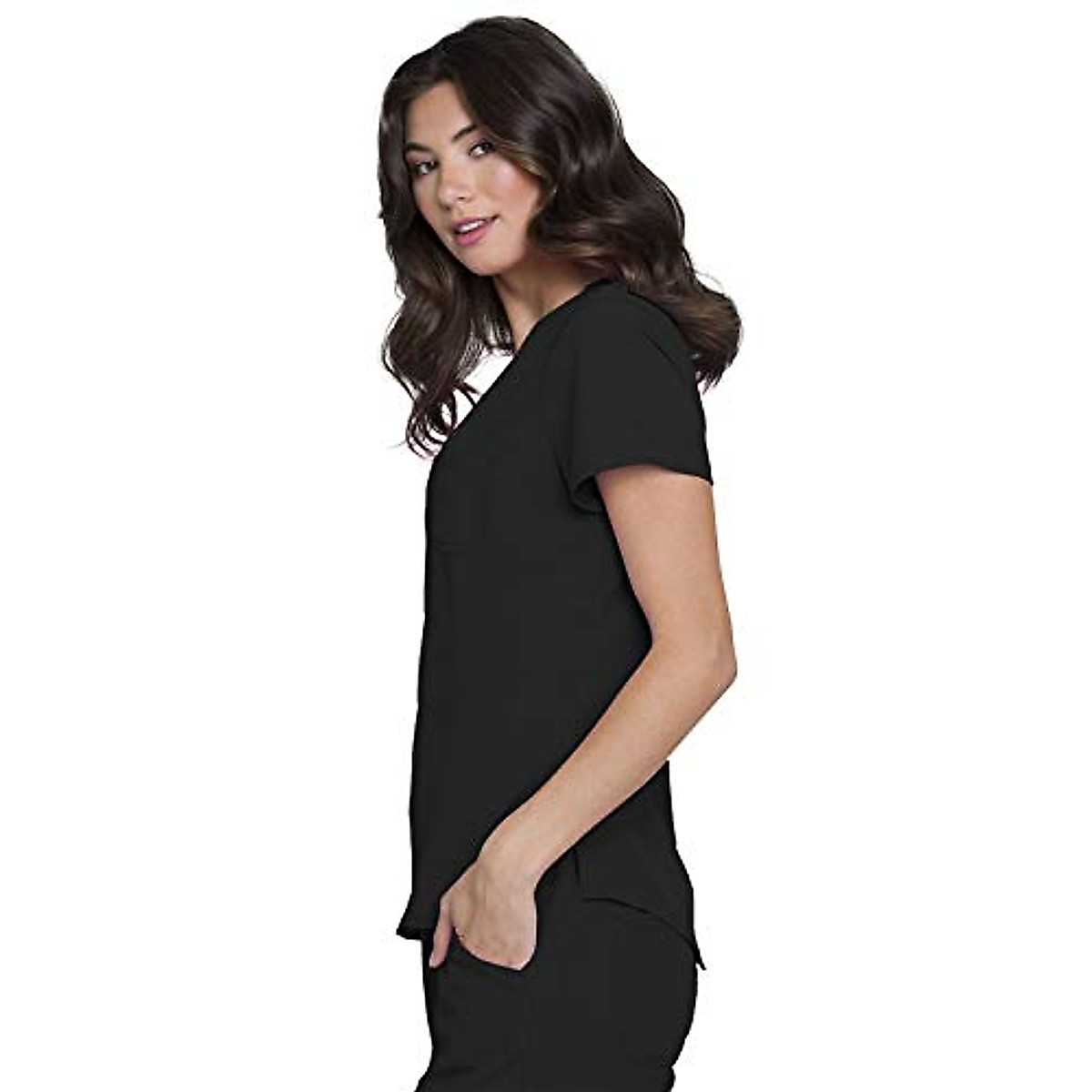 HeartSoul Break On Through Women Scrubs Top V-Neck HS710, S, Black