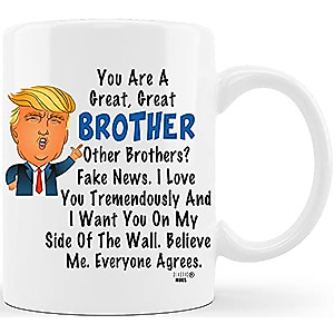 Classic Mugs Donald Trump Terrific Brother Fun Brother Coffee Mug Cup Graduation Gag Gifts for Brother Bro Men Him Guy from Sister Mom Dad Friend Funny Gift for Brother for Christmas Birthday