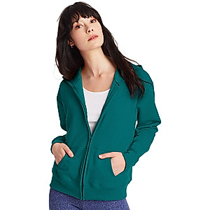 Hanes Comfortblend Full-Zip Hooded, EcoSmart Sweatshirt, Women's Comfortable Hoodie, Jade Pine