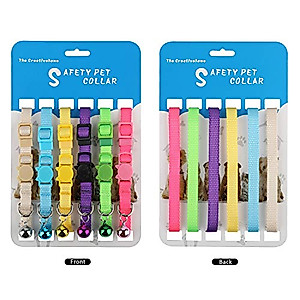 Blaoicni Cat Collars Nylon Soft Colorful Adjustable Breakaway Safety Kitten Collars with Bell 6pcs/Set