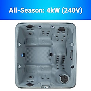 Essential Hot Tubs 34-Jet Lakeside EX Hot Tub, Seats 5, Lounger Seating with 2 Oversized 14-Port Jets, Powered by 5-Peak HP Pump, Gray Granite/Charcoal Gray